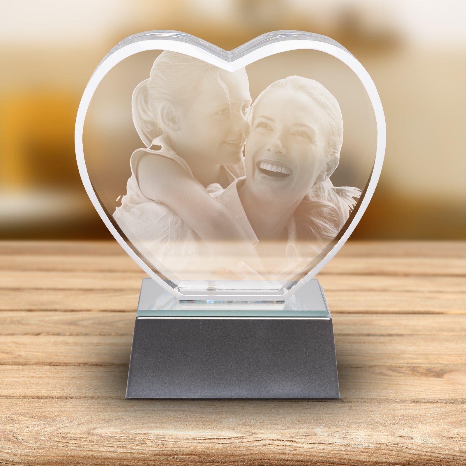 Personalized 3D Crystal Heart - Custom Photo Engraving